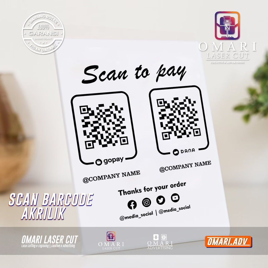 Jual QR Stand acrylic - Standing Custom QR CODE Kasir Kafe /Angkringan ...