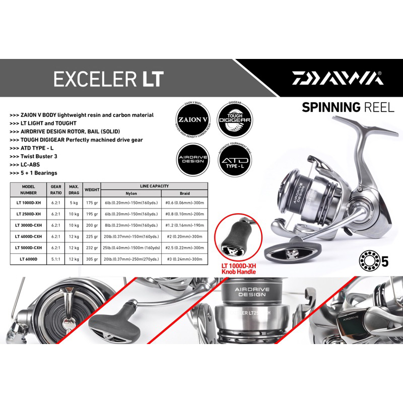 Jual Reel daiwa Exceler LT NEW 2023 1000DXH|2500XH|3000CXH|4000DCXH ...