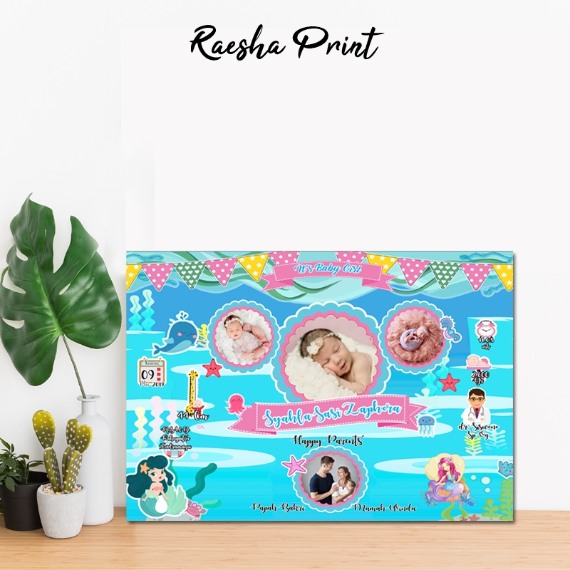 Jual Frame baby biodata bayi cetak+ bingkai mermaid | Shopee Indonesia