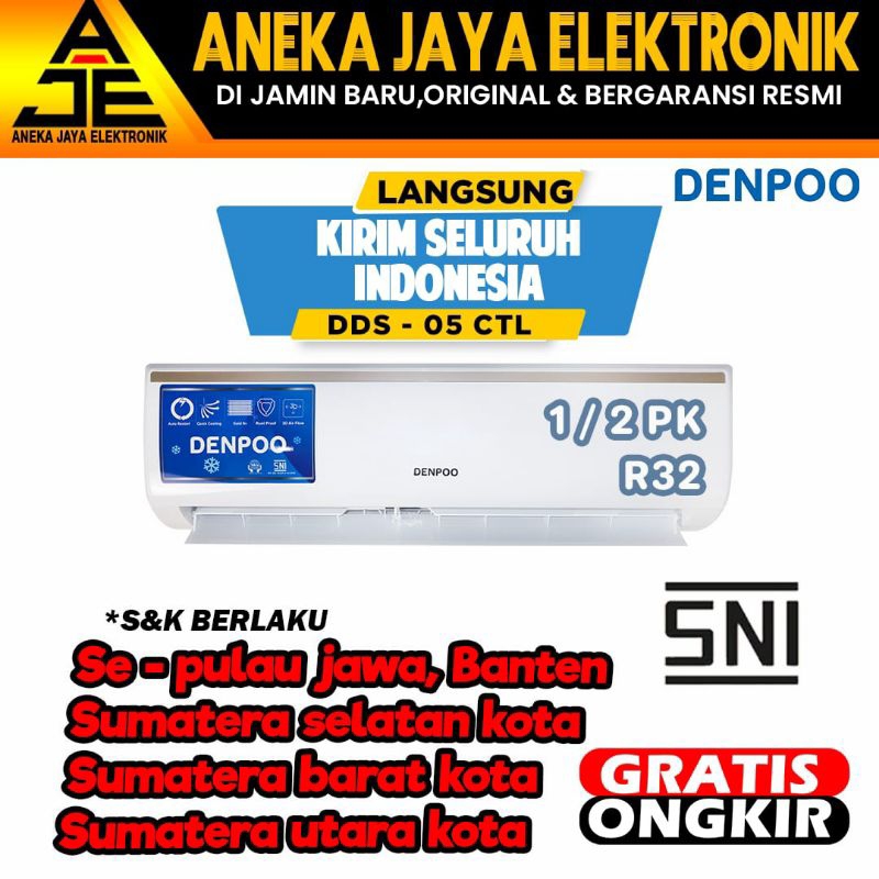 Jual AC SPLIT DENPOO 1/2 PK PENDINGIN RUANGAN FREON R32 -DDS 05CTL ...