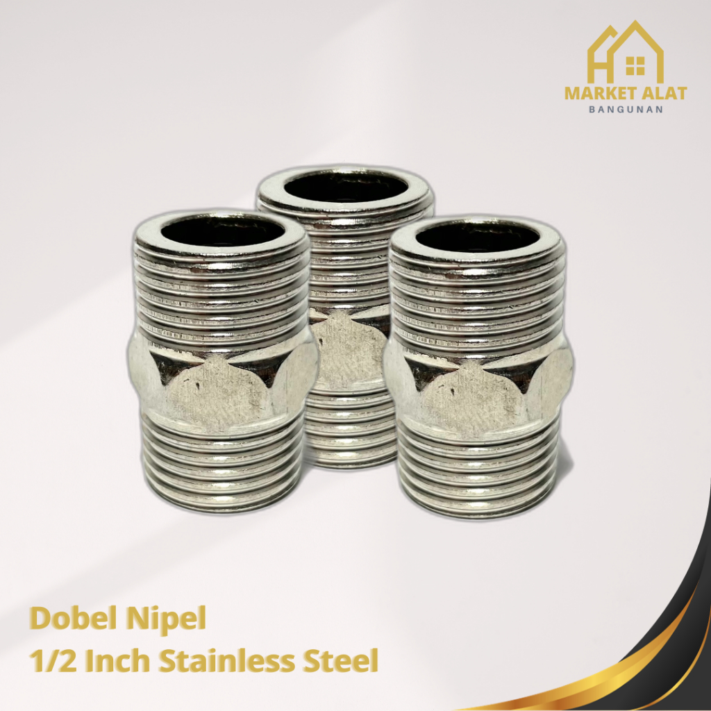 Jual Dobel Nipel Nepel Drat Luar 1/2” STAINLESS / Double Nipple Niple Neple Drat Luar 1/2” Besi ...