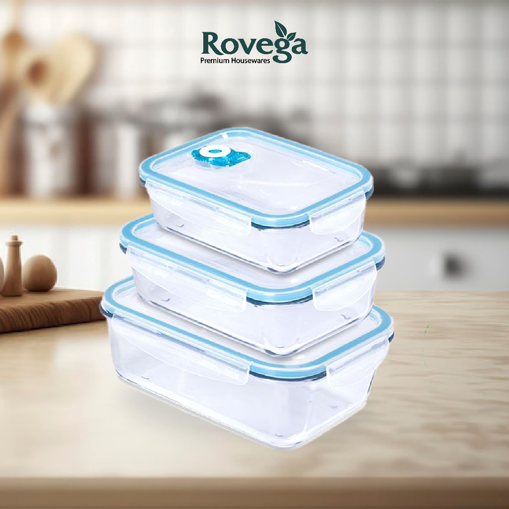 Jual Rovega Kotak Makanan Kaca Glass Vacuum Sealing Food Grade Persegi ...