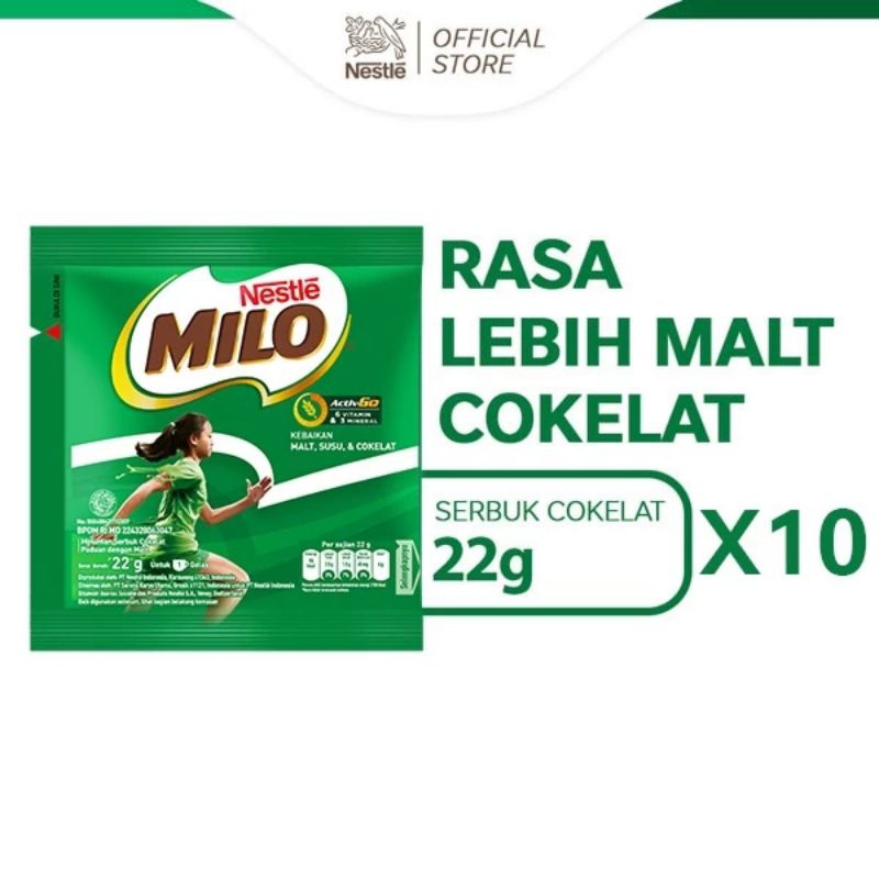 Jual Milo Activ-Go sachet 22 gram 1 renceng isi 10 pcs | Shopee Indonesia
