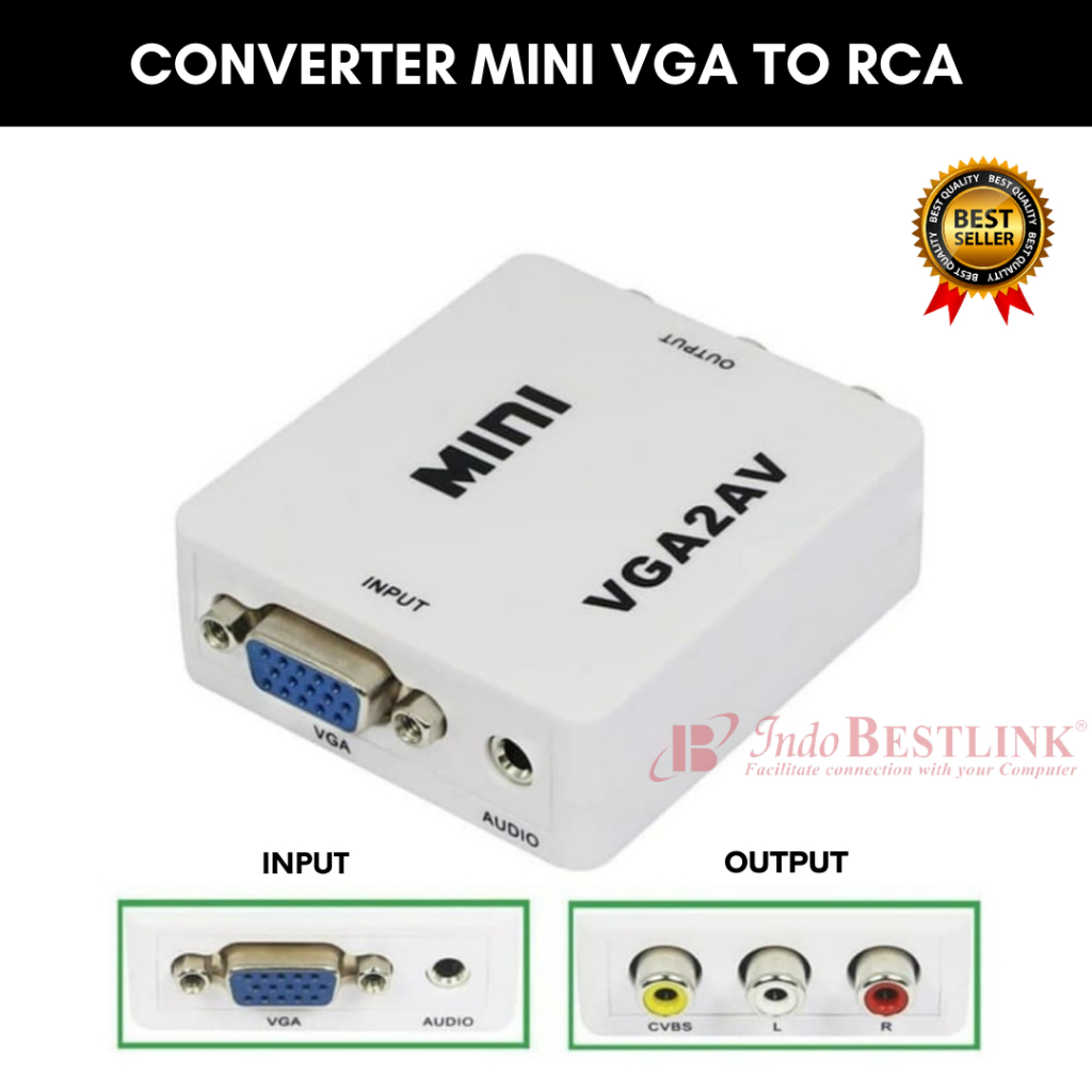 Jual CONVERTER VGA TO AV / VGA TO RCA MINI | Shopee Indonesia