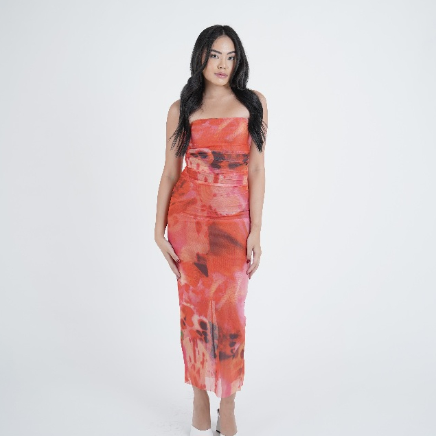 Jual [GOORA THE LABEL] POLARIS TUBE MESH DRESS - RED | Shopee Indonesia