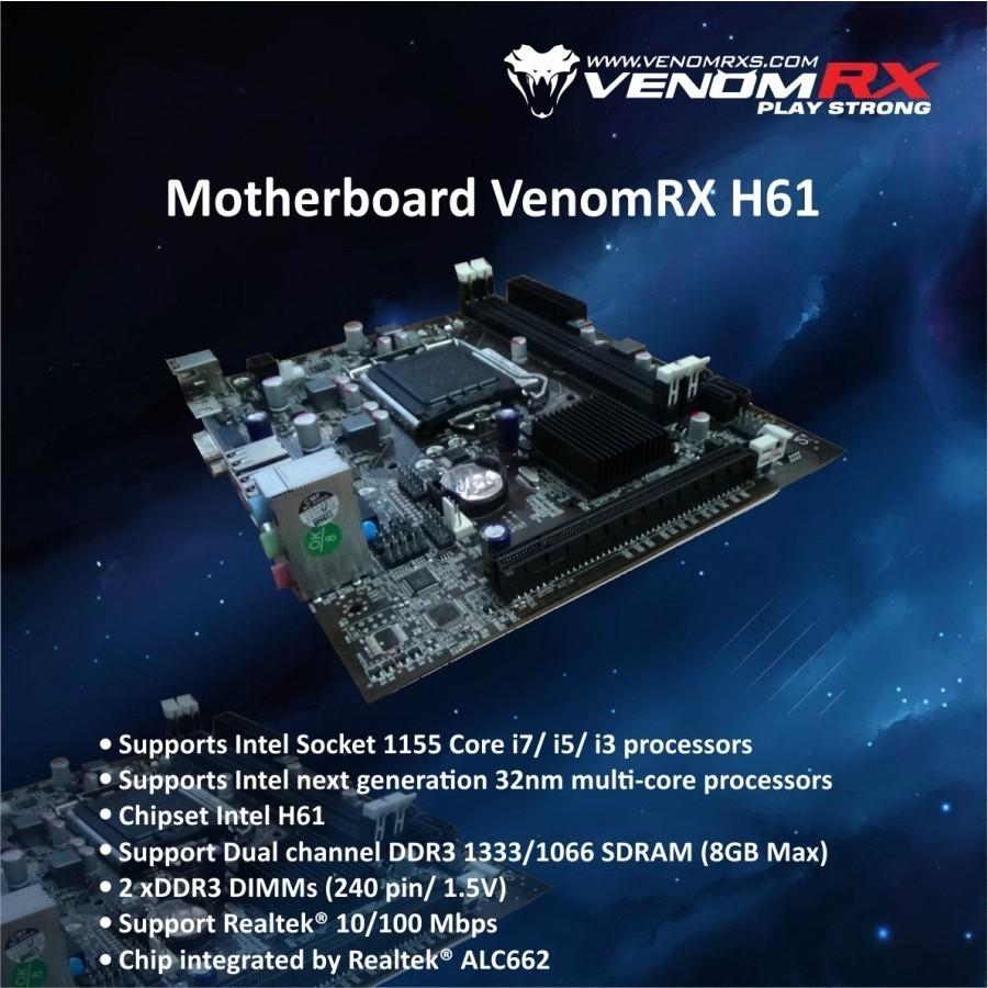 Jual Mainboard VenomRX H61 - LGA1155 Intel Gen 2 dan 3 - DDR3 | Shopee Indonesia