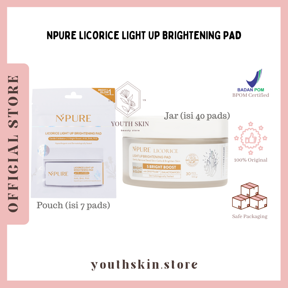 Jual NPURE LICORICE LIGHT UP BRIGHTENING CLEAR PAD Jar 40 pads/ Travel ...