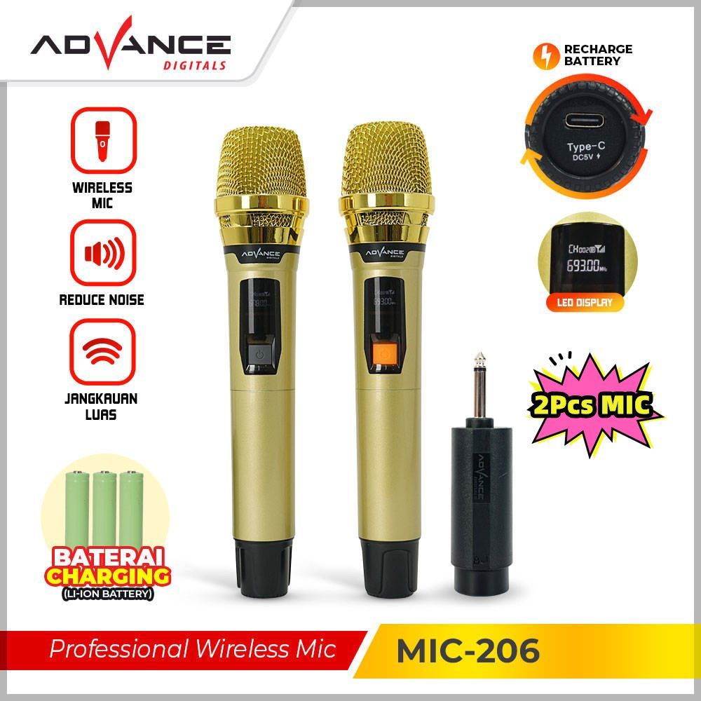 Jual Advance MIC 206 Double Digital Mic Wireless Microphone / MIC206 ...