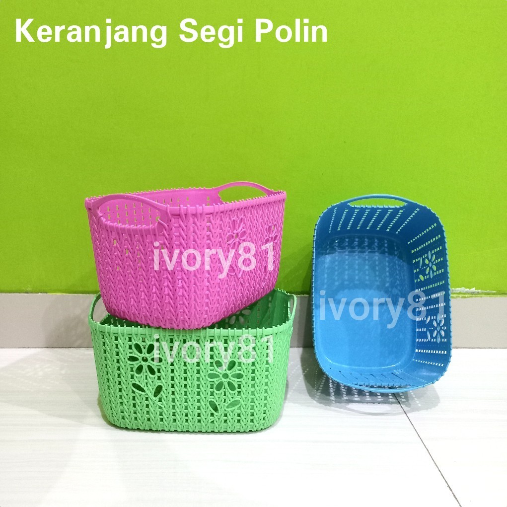 Jual 1PCS Keranjang segi polin basket anyaman bunga keranjang ...