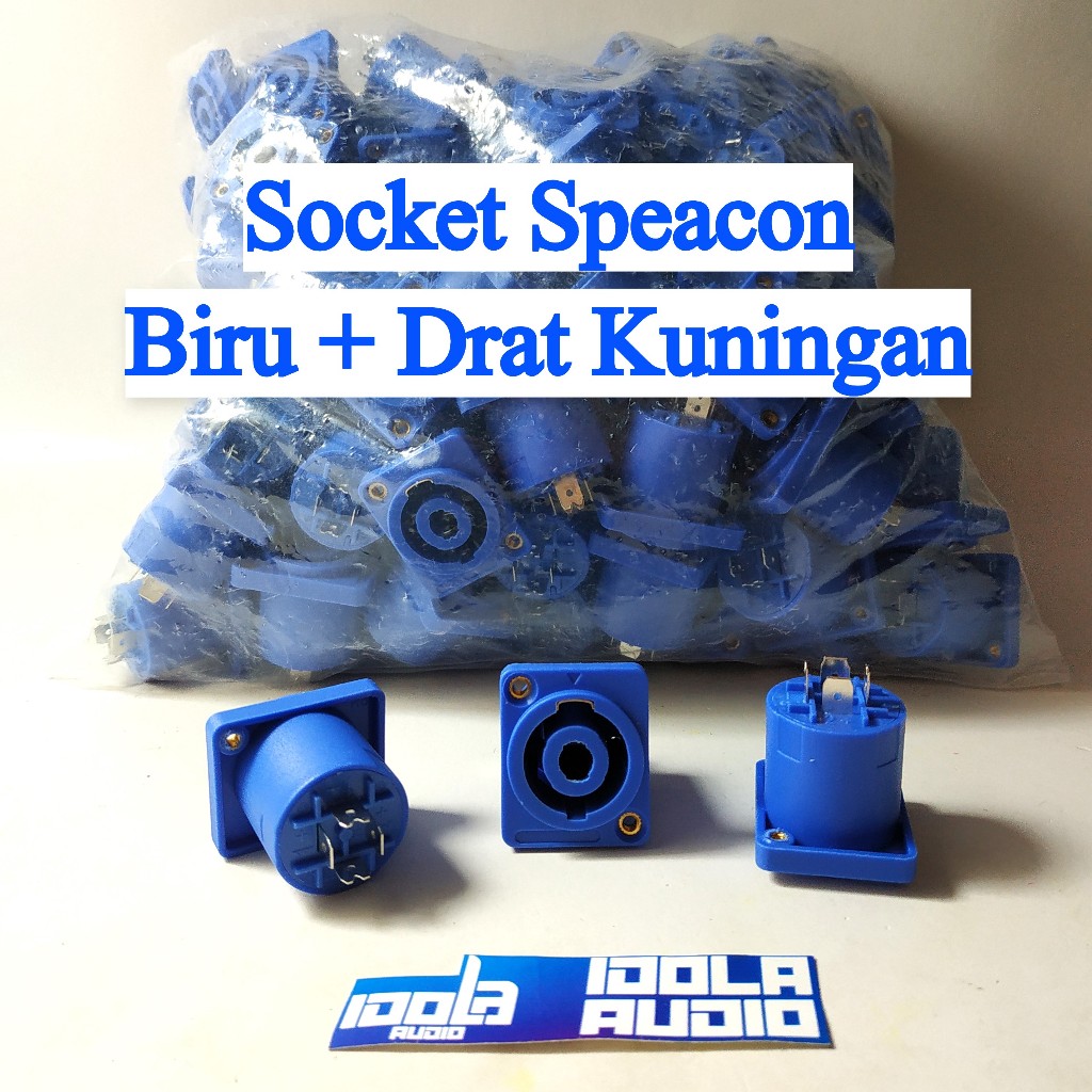 Jual Socket Speacon Biru + Drat 4 PIN Kotak | VARIASI Soket Spikon Biru ...