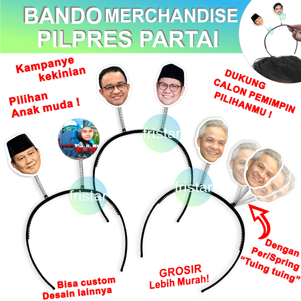 Jual Bando tuing ganjar prabowo anies mahfud gibran imin kaos baju kalender mug banner spanduk ...