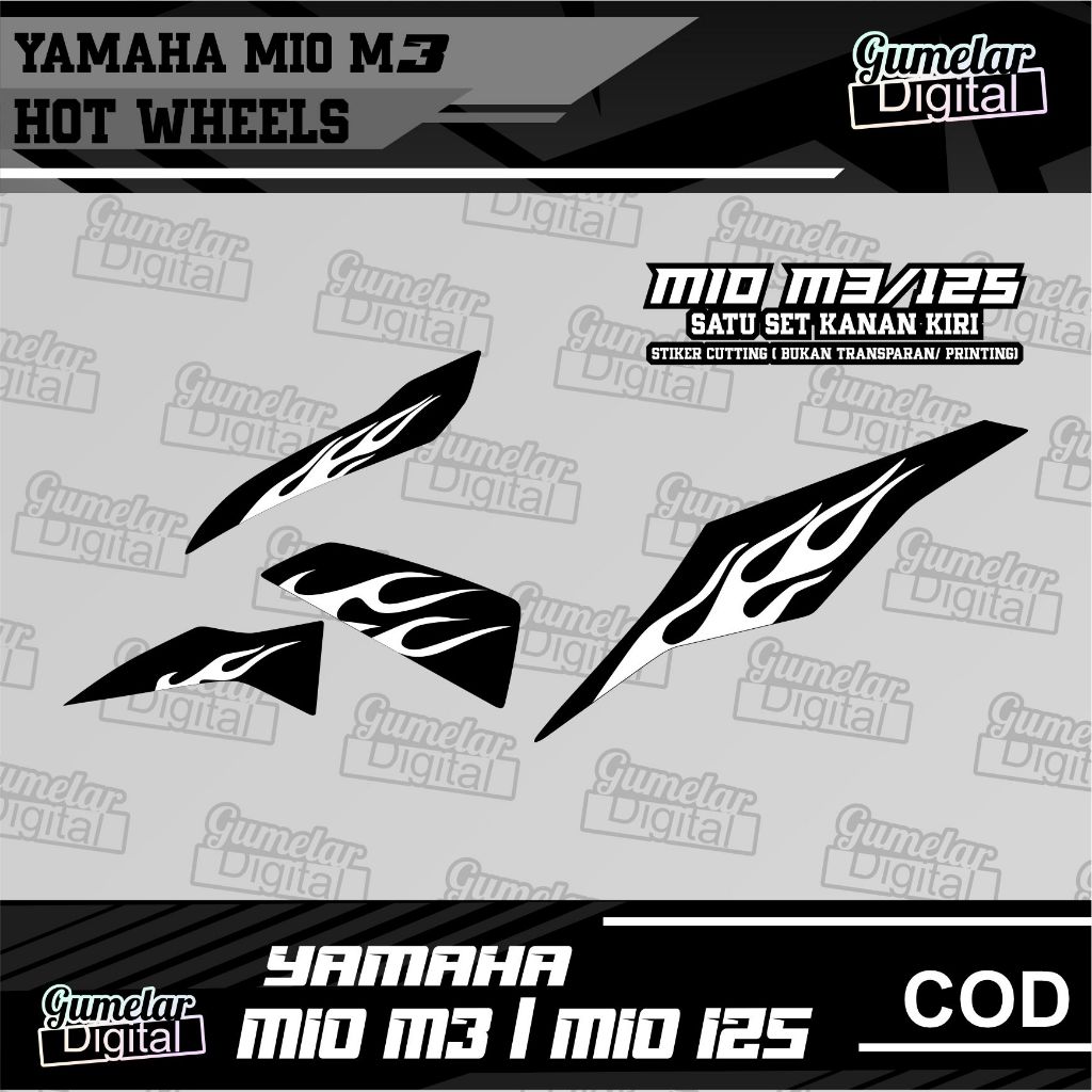 Jual CUTTING STIKER STRIPING YAMAHA MIO 125 M3DESIGN API HOT WHEELS ...