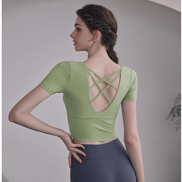Jual OXY Crop Top Yoga Sport Short Sleeve / Baju Olahraga Wanita 4602 ...