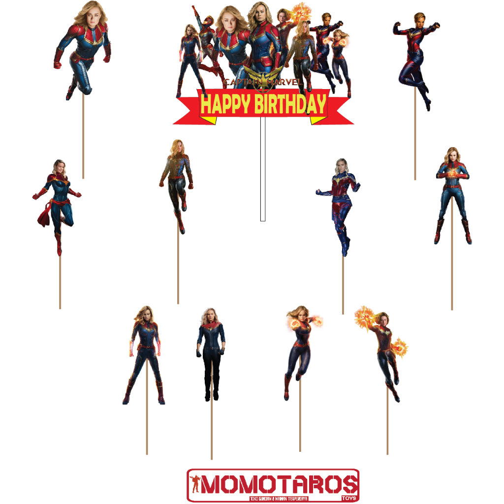 Jual Topper cake Captain Marvel Movie solo isi 11 pcs | Shopee Indonesia