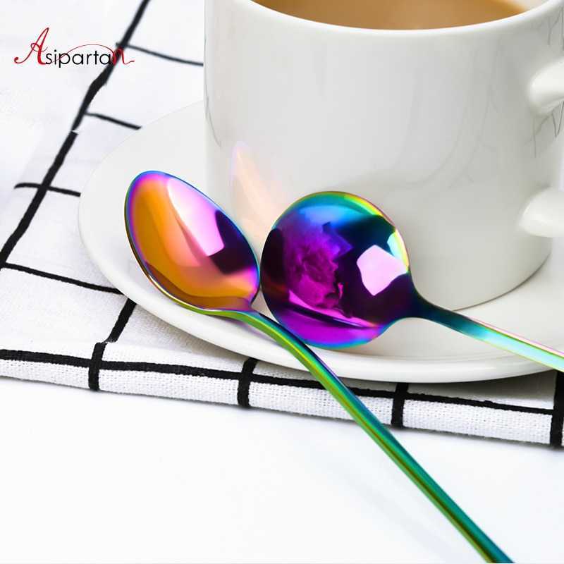 Jual SENDOK DESSERT STAINLESS / SENDOK BULAT / RAINBOW SPOON STAINLESS ...