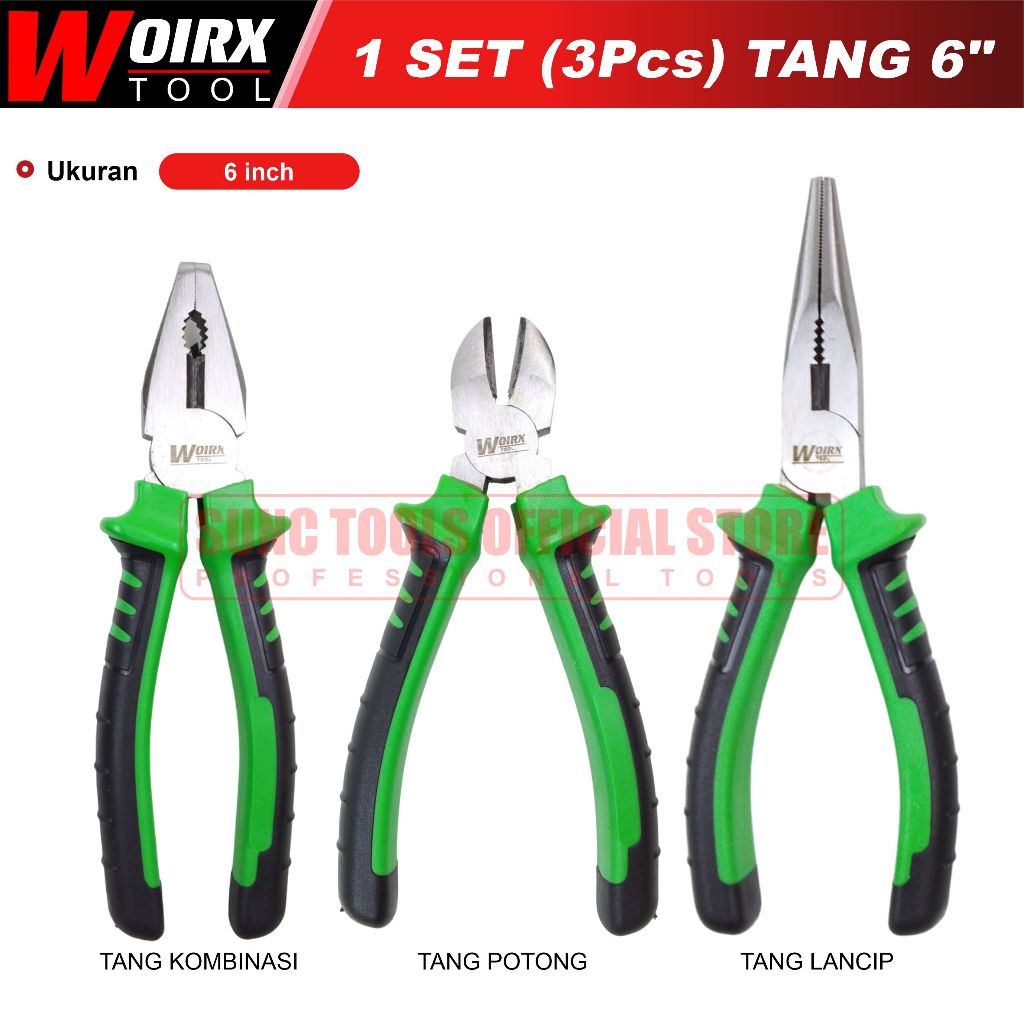 Jual Tang 6" inch Tang Kombinasi Tang Potong Tang Lancip WOIRX TOOL ...