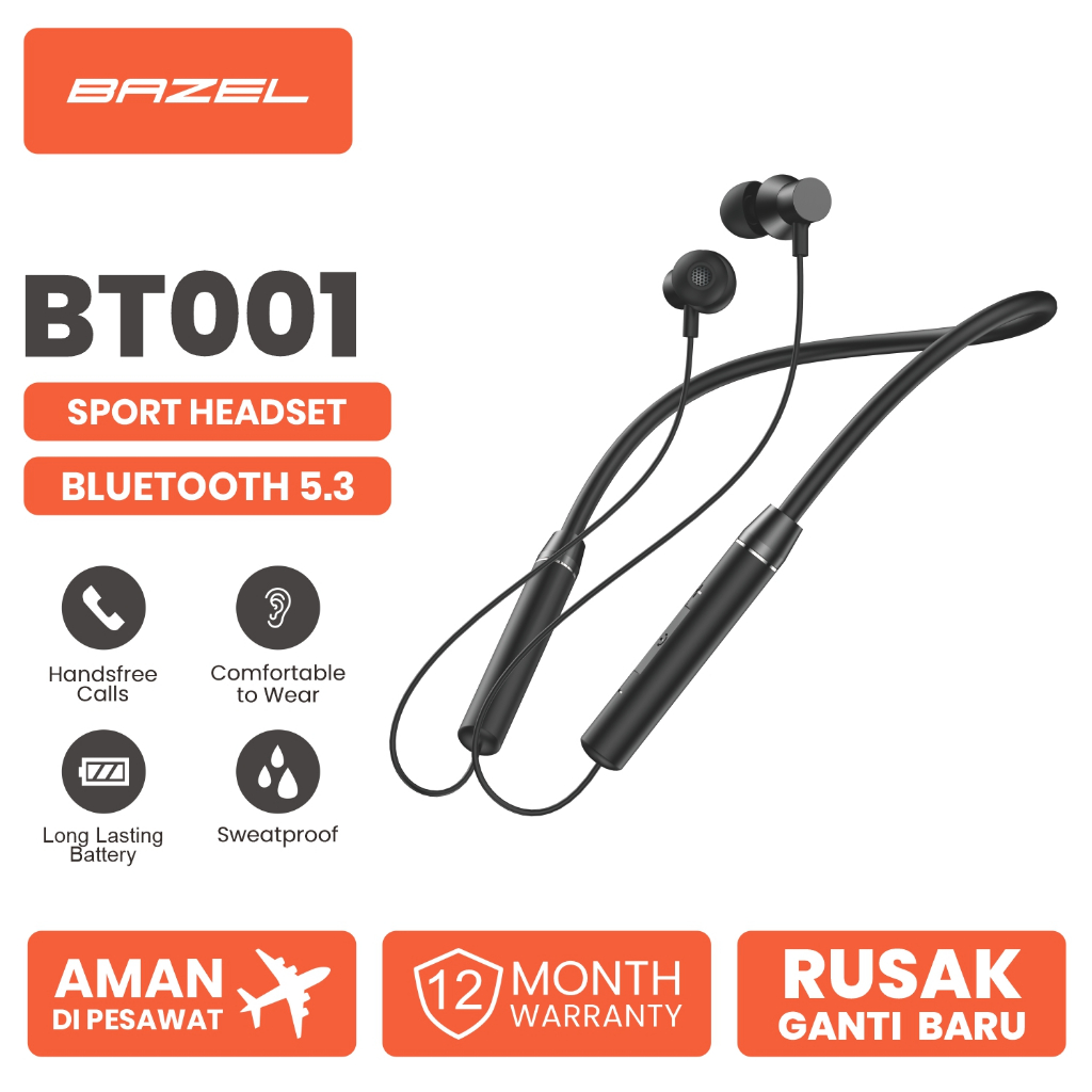 Jual Bazel Headset Sport Wireless Earphone Handsfree 5.3 - BT001 | Shopee Indonesia
