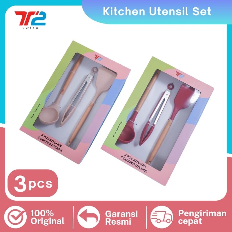 Jual TRITU Kitchen Utensil Set Spatula Sutil Silikon Tahan Panas Isi 3 ...