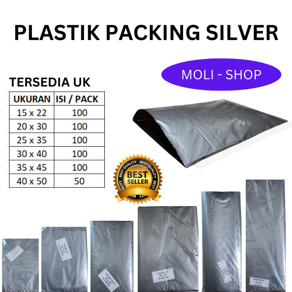 Jual Plastik Packing Silver uk 40x50 (50pcs) / 30x40 (100pcs) / 25x35 ...