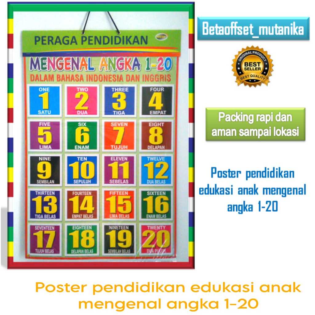 Jual Poster pendiidkan edukasi anak mengenal angka 1 - 20 | Shopee ...