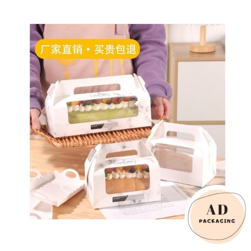 Jual 10pcs paper box handle kue kotak dus kue cake bolu gulung slice ...