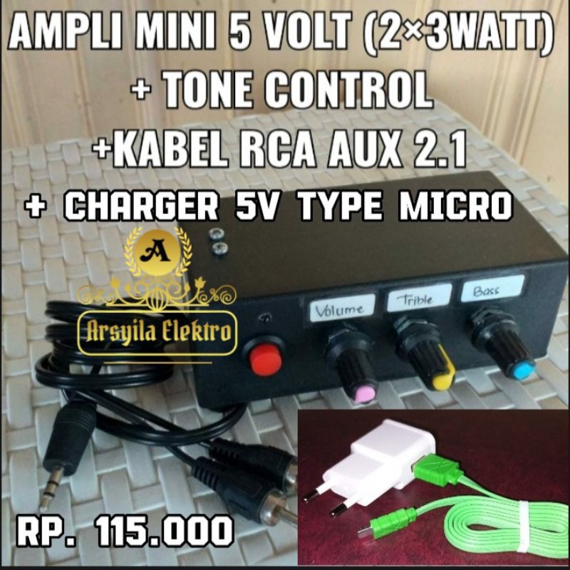 Jual POWER AMPLIFIER / AMPLI MINI 5 VOLT TONE CONTROL (VOLUME, TRIBLE ...