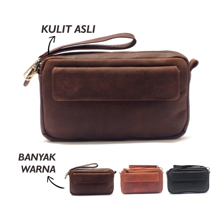 Jual Clutch pria wanita kulit asli pouch hand bag tas tangan | Shopee ...