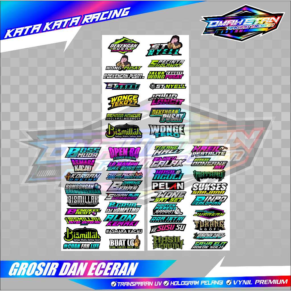 Jual STICKER PACK KATA-KATA RACING DEKENGAN PUSAT / STICKER RACING ...