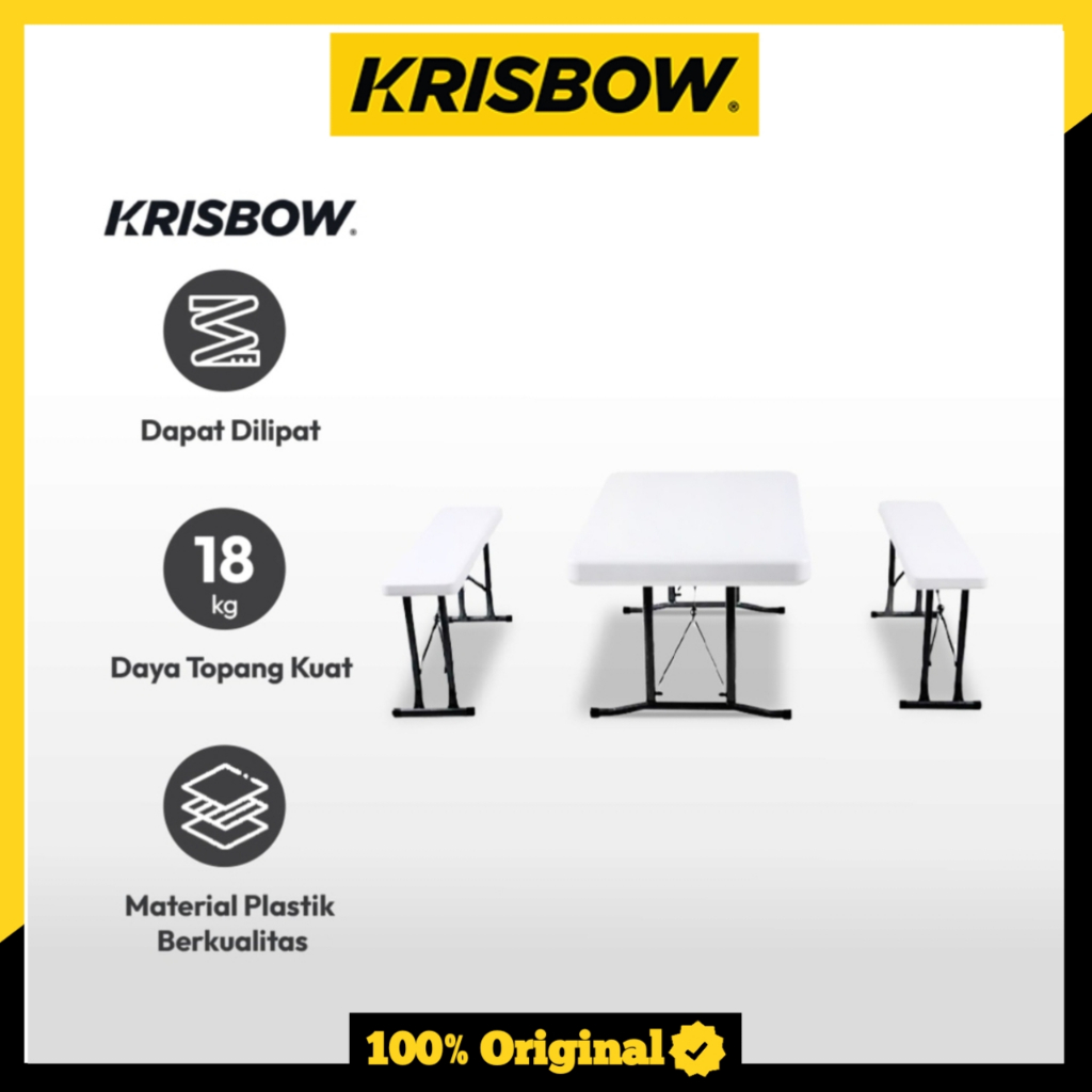 Jual Krisbow Set Meja & Bangku Bench Lipat - Putih | Shopee Indonesia