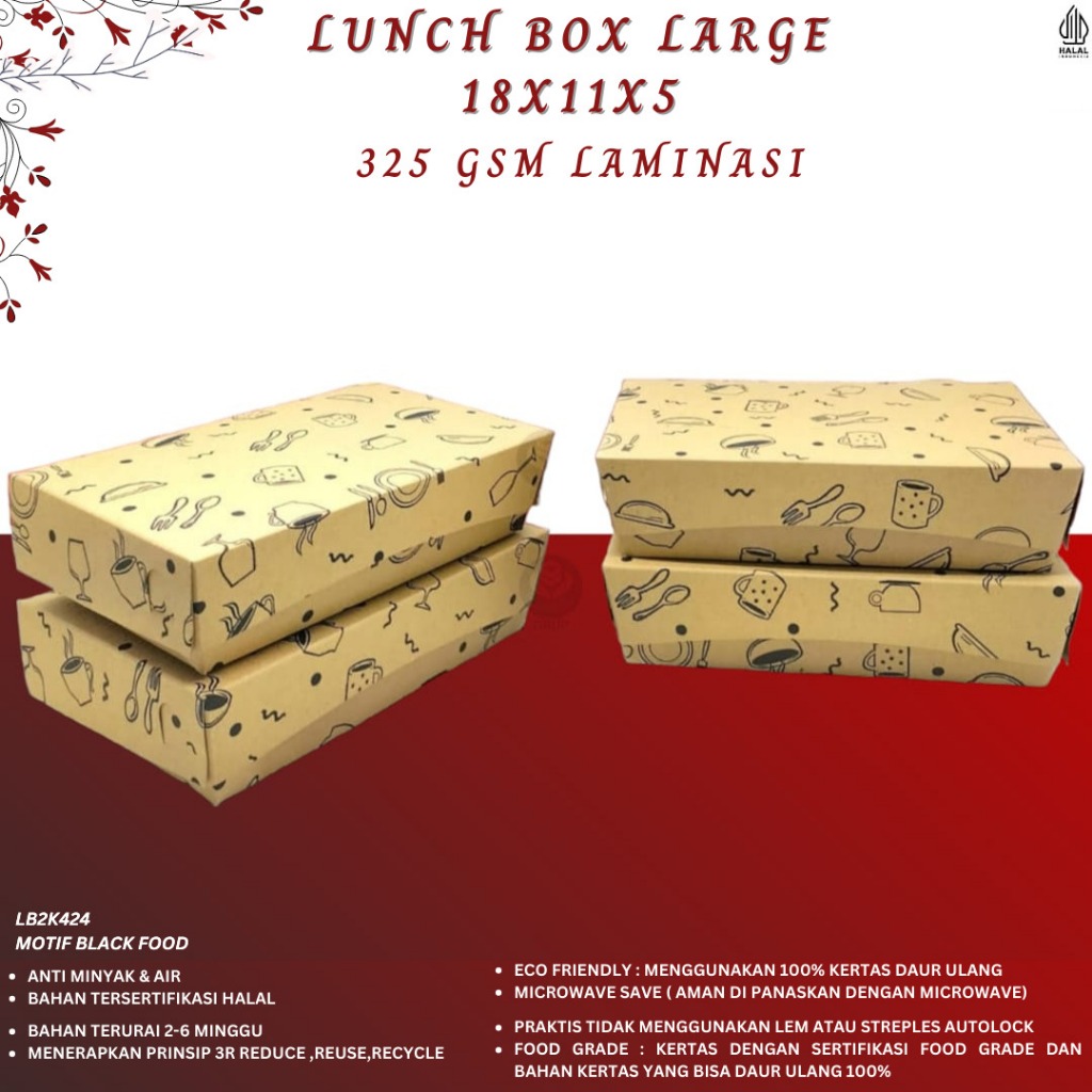Jual Paper Lunch Box Large Tebal 325 Gsm (LB2K424-Laminasi) | Shopee ...