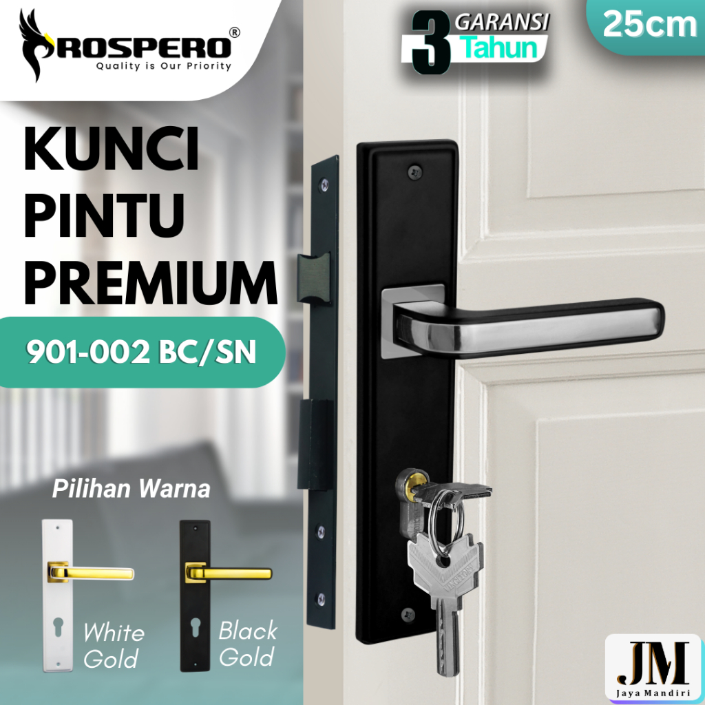 Jual Prospero Kunci Pintu Rumah Black Silver Handle Pintu Besar Satu Set Langsung Pasang | 953 ...