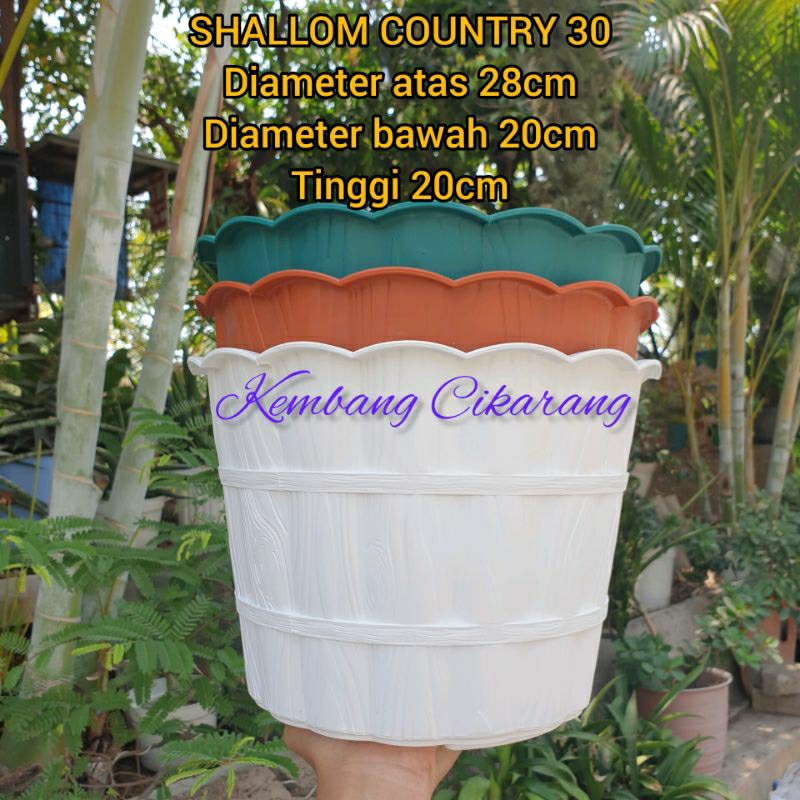 Jual (1pc) SHALLOM COUNTRY 30 (28 cm): pot bunga putih motif gentong ...