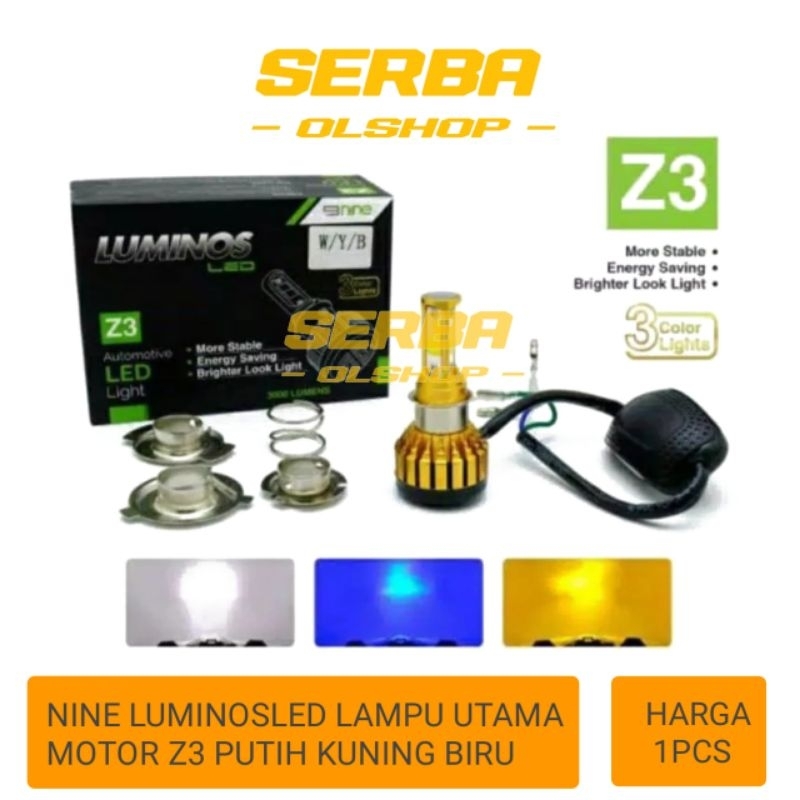 Jual NINE LAMPU LED UTAMA MOTOR Z3 3 WARNA PUTIH KUNING BIRU MOTOR ...