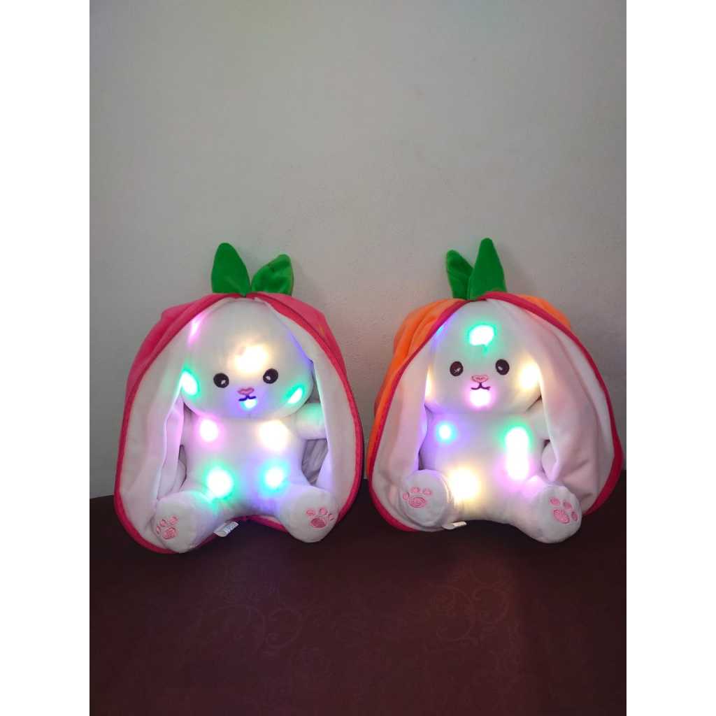 Jual Boneka kelinci strawbery wortel flip reversible pake lampu led ...