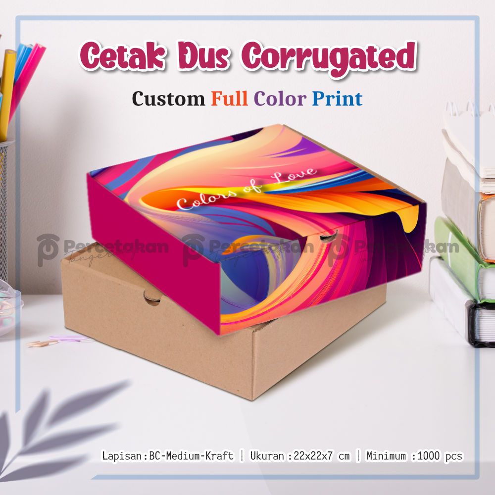 Jual Cetak Dus Corrugated 22x22x7 cm FULL COLOR Free Custom Desain/Logo ...