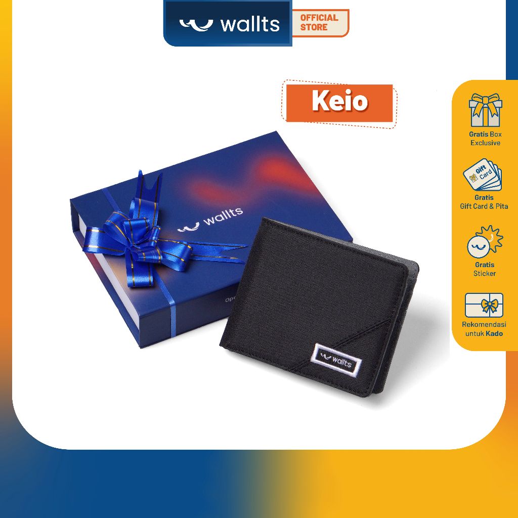 Jual Wallts Keio Black Charcoal - Dompet Lipat Kanvas Bifold Anti Air Pria | Shopee Indonesia