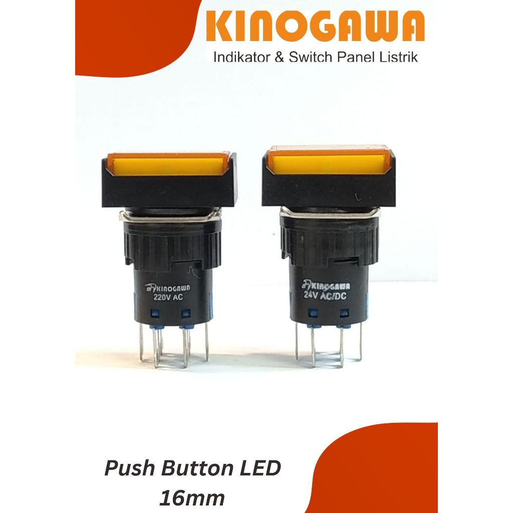 Jual Push Button Lamp 16mm Rectangular Kuning - Iluminated Push Lamp ...