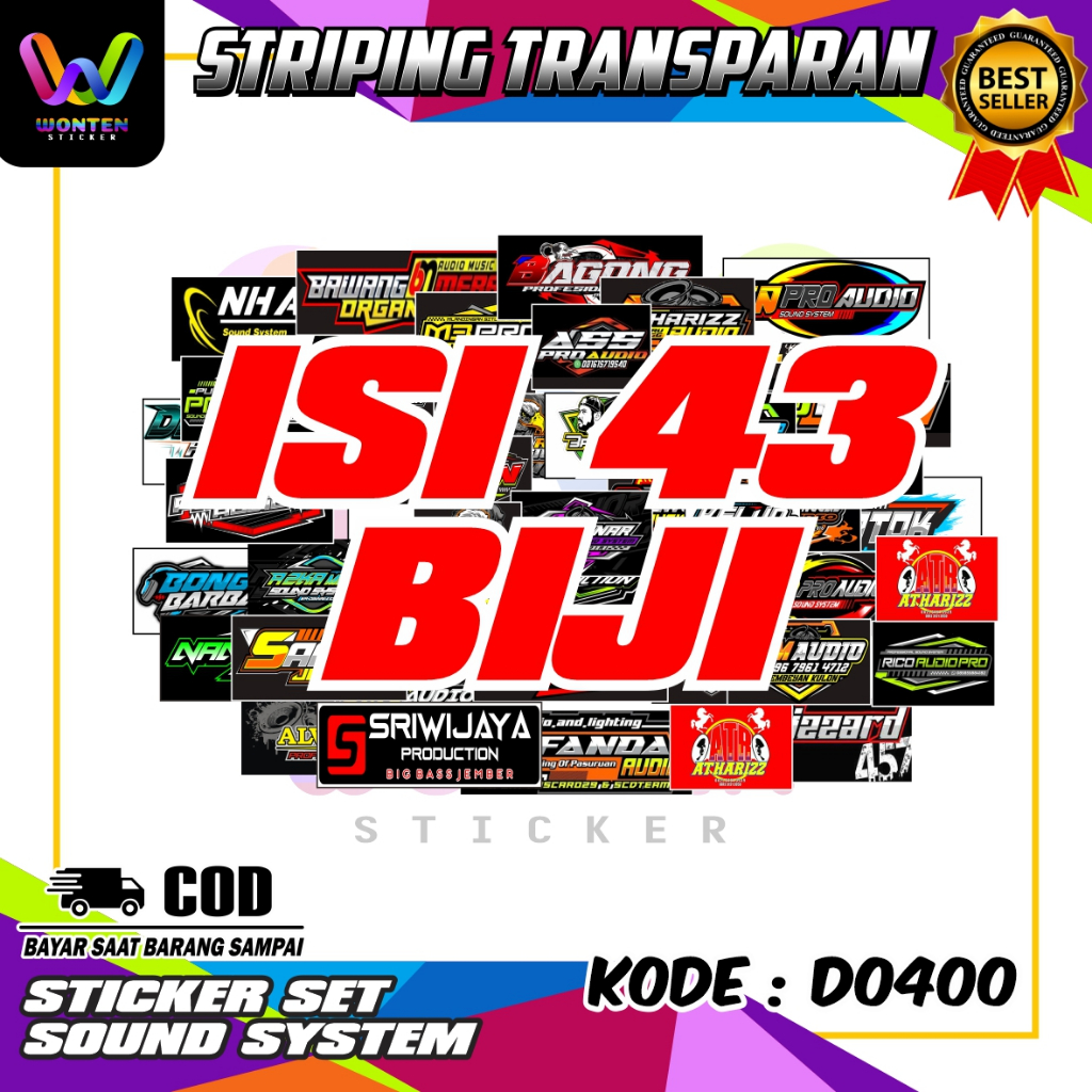 Jual STICKER SOUND SYSTEM ISI 43 BIJI/LEMBAR SOUND SYSTEM LAMINASI ...