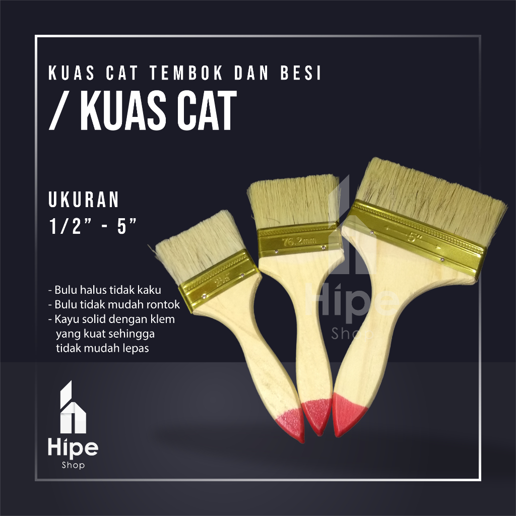 Jual Kuas cat ekomonis berbagai ukuran / 1/2" 1/2 inch 1" 2 inchi 3 4 5 ...
