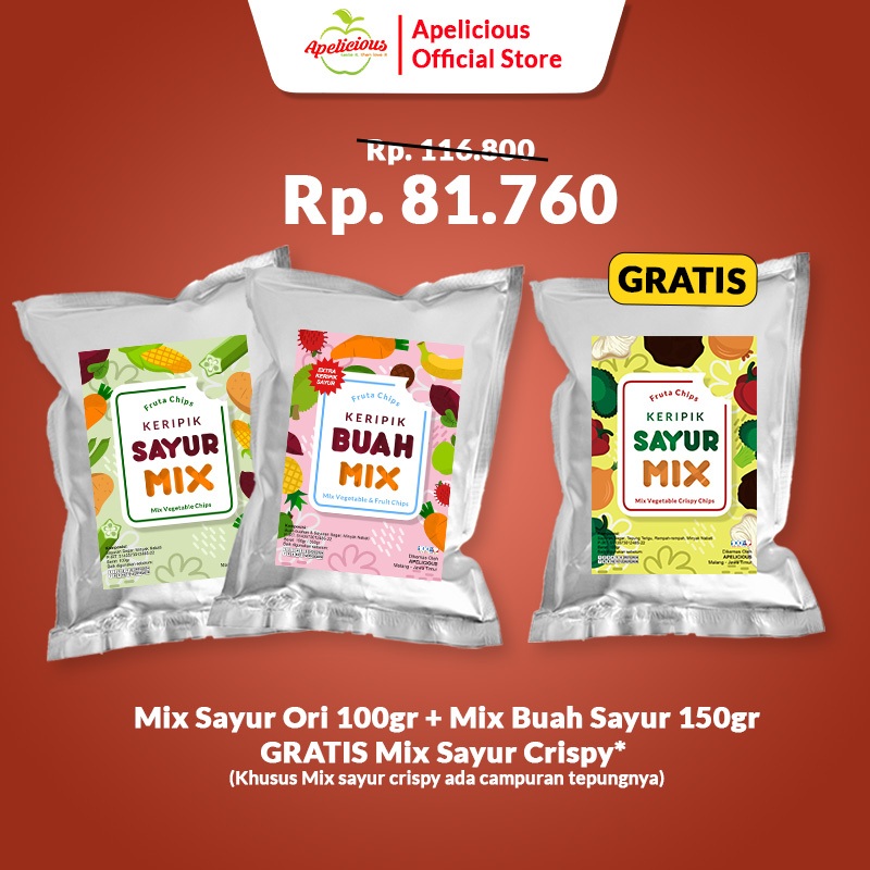 Jual APELICIOUS [GRATIS MIX KERIPIK SAYUR TEPUNG CRISPY] MIX KERIPIK ...