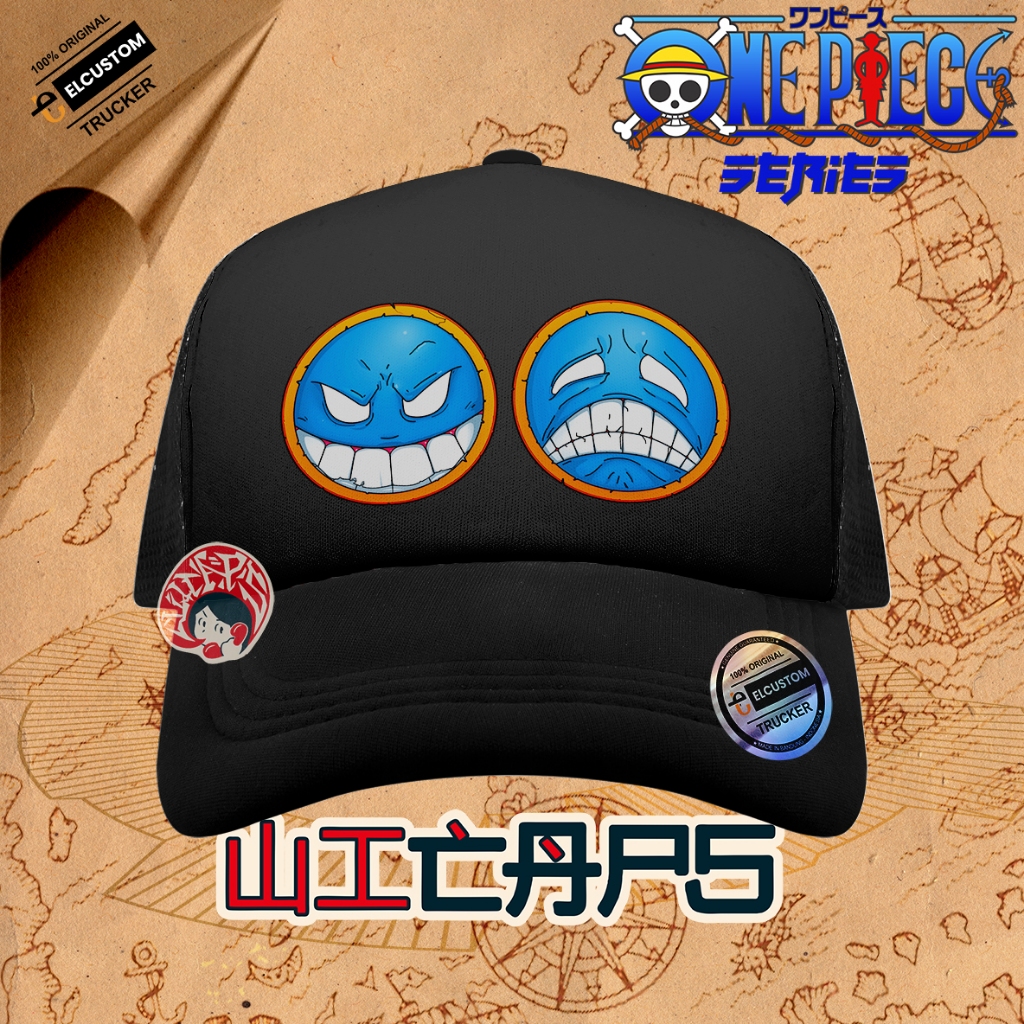Jual Topi Trucker Original Curve Anime One Piece Ace Emblems Topi ...