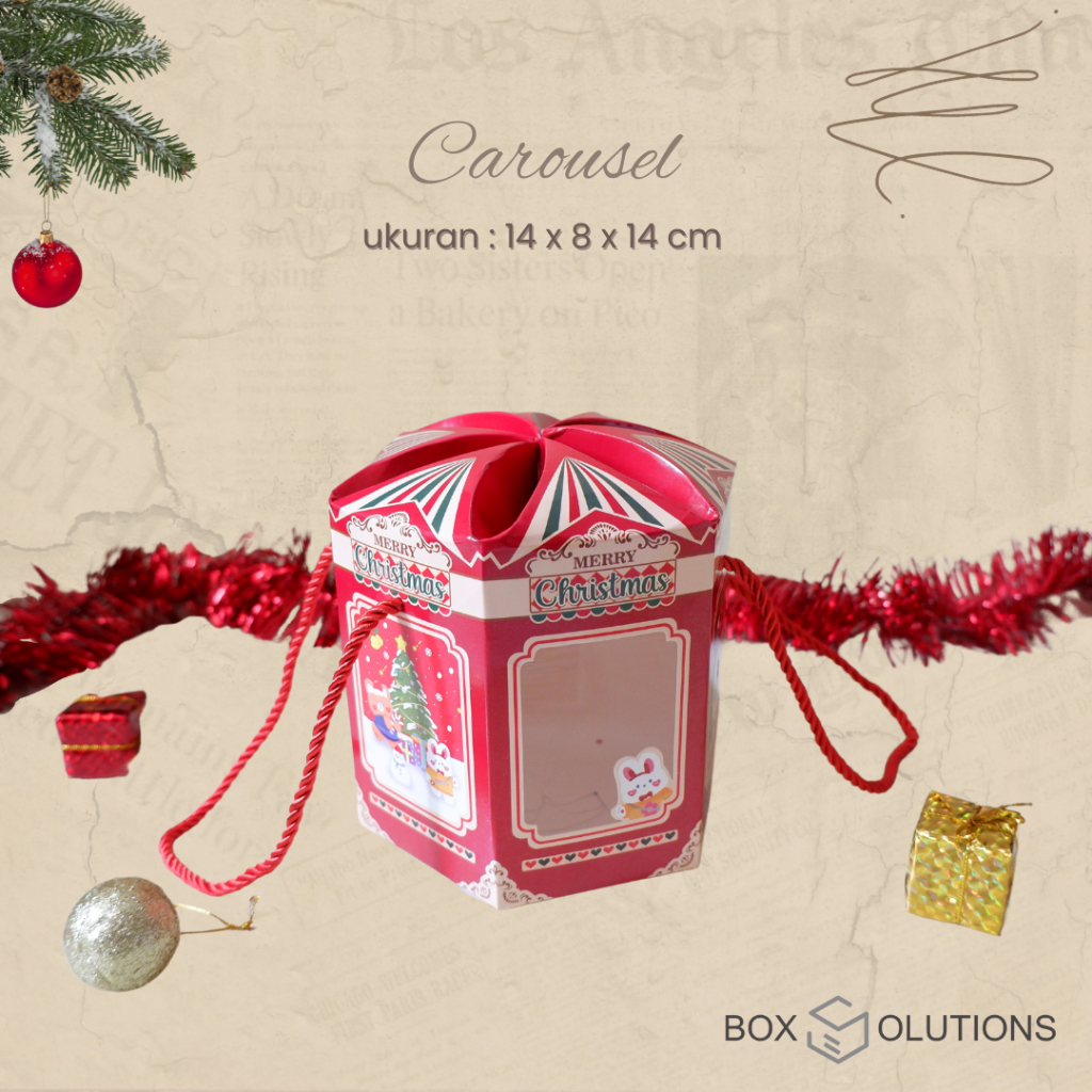 Jual box carousel TP2 x-mas / box toples christmas hampers merah ...