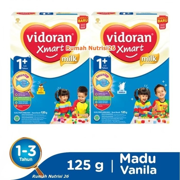Jual Susu Vidoran Xmart 1+ Plus Rasa Madu dan Vanilla Kemasan Box 125 ...