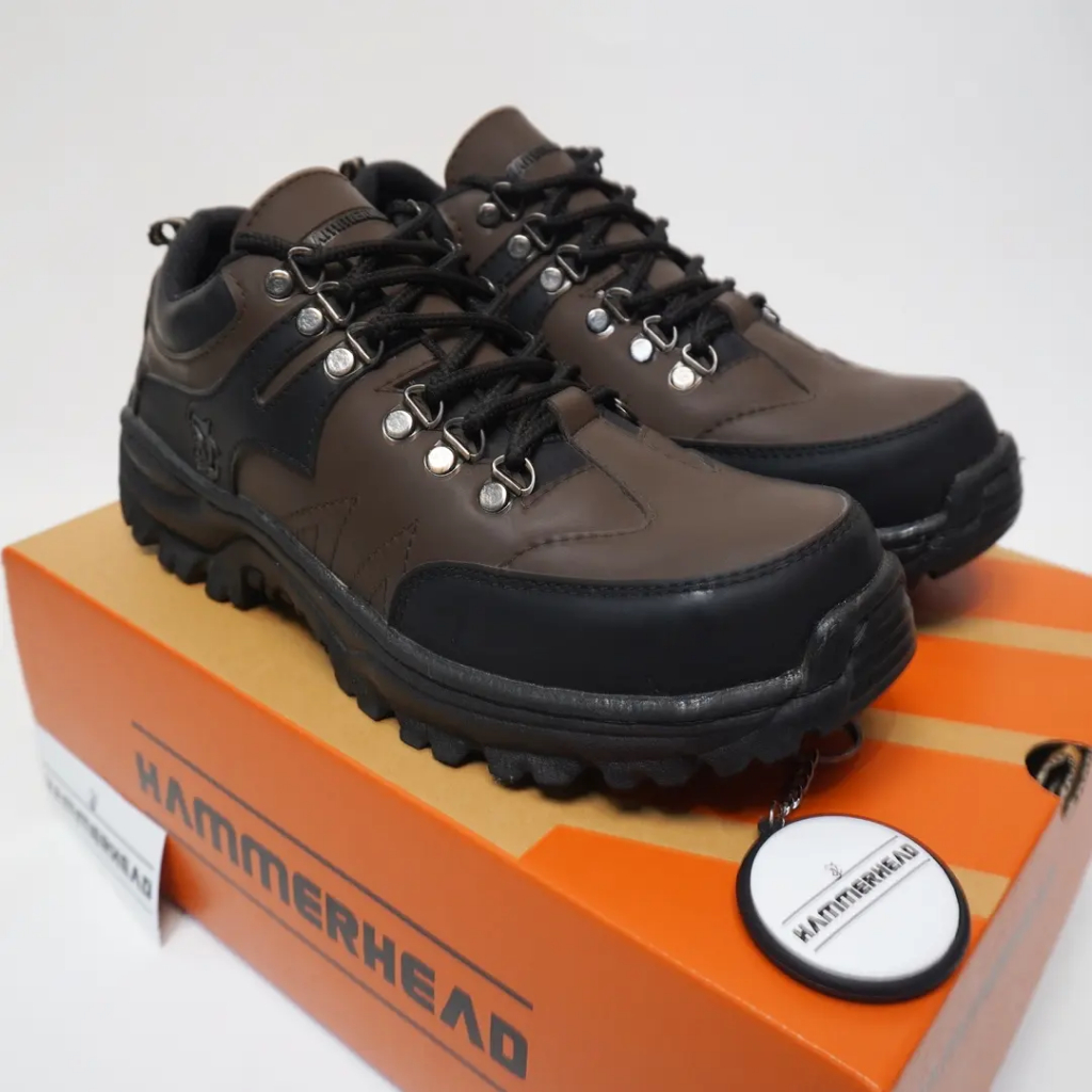 Jual Hammerhead Sepatu Pria Safety Boots Goblin Leather Low Brown Ujung ...