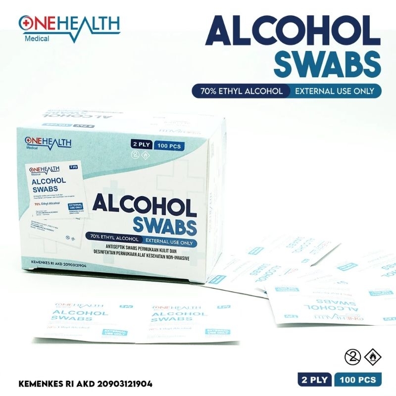 Jual ALCOHOL SWAB ONEHEALTH 2 PLY ISI 100 ALKOHOL SWAB TISU SWAB KAPAS ...