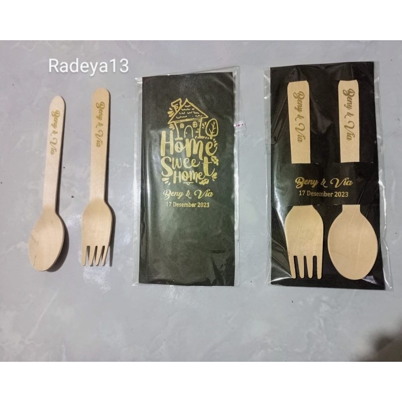 Jual sendok garpu kayu souvenir pernikahan | Shopee Indonesia