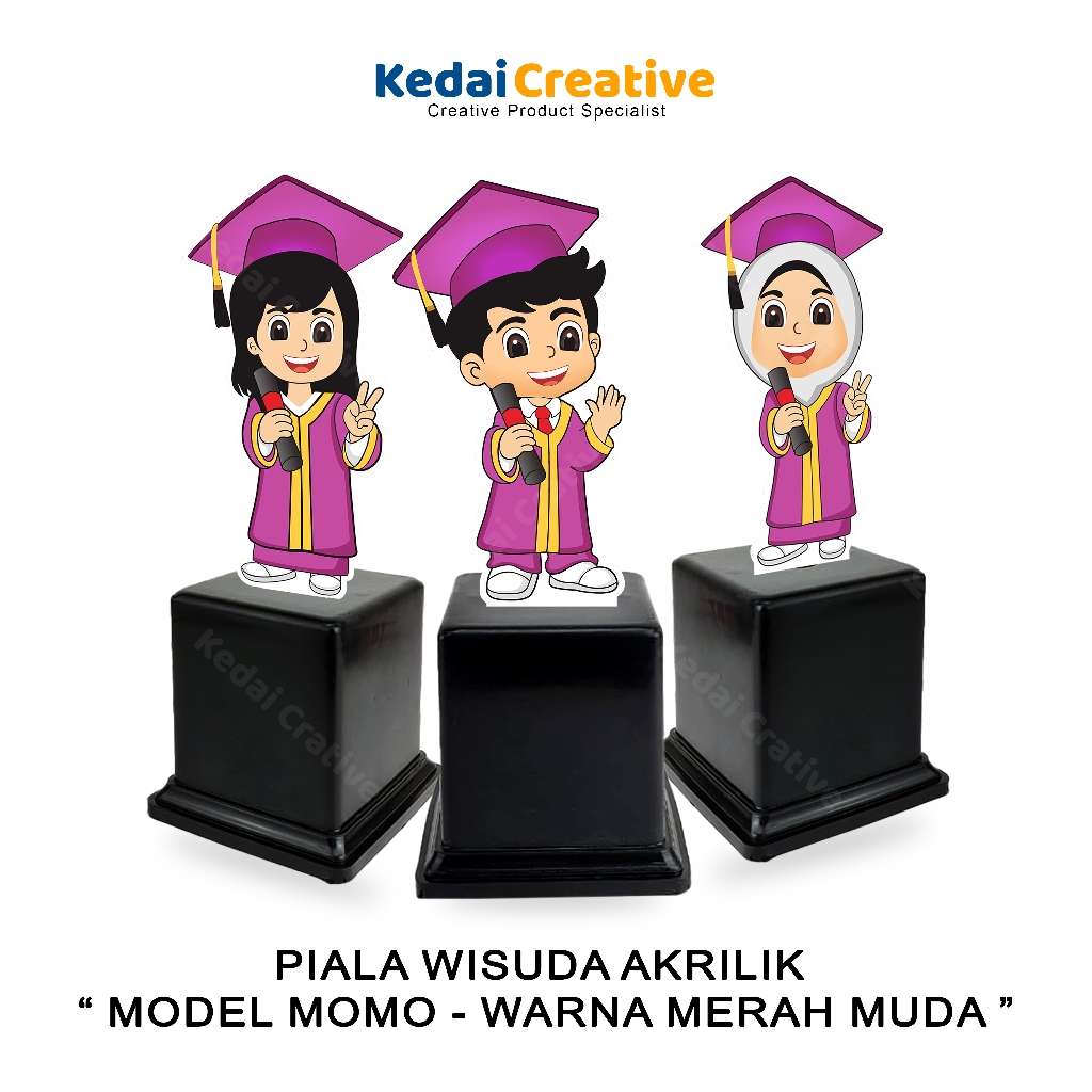 Jual Kedai Creative Piala Wisuda Akrilik Model MOMO Warna Pink/Merah ...