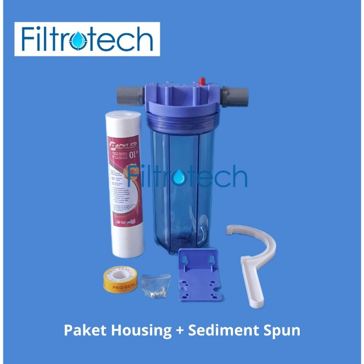 Jual Paket Housing Filter + Catridge Sedimen Spun 10inch Drat 1/2 ...