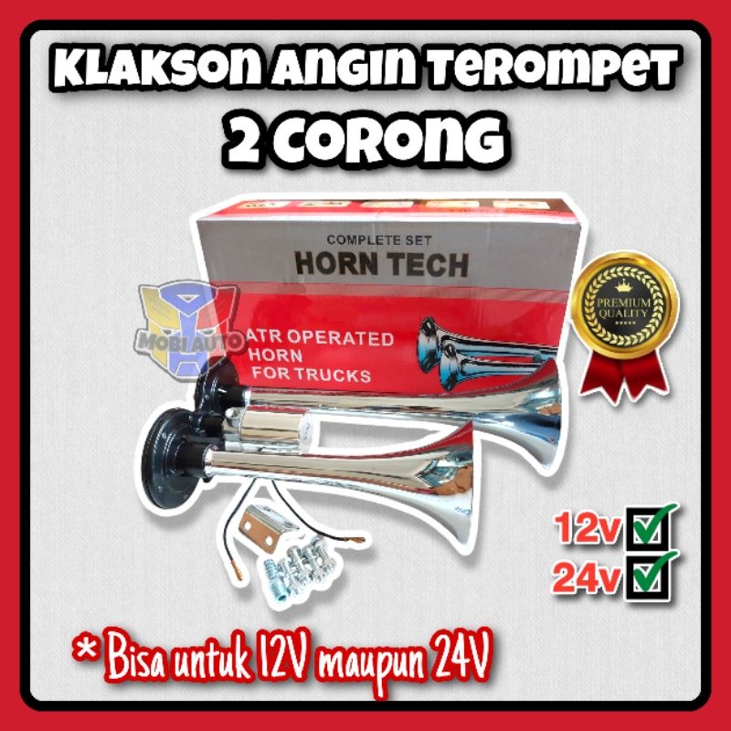 Jual Klakson mobil elektrik 12V/24V dengan dua tabung, suara nyaring ...