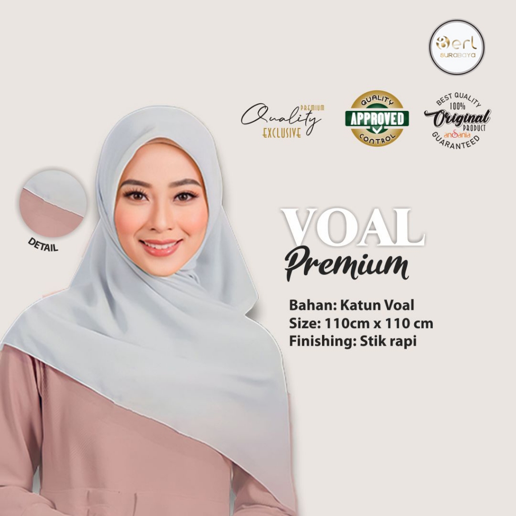 Jual Hijab Basic Voal Premium Segi Empat Jilbab Voal Kerudung Segi Empat | Shopee Indonesia